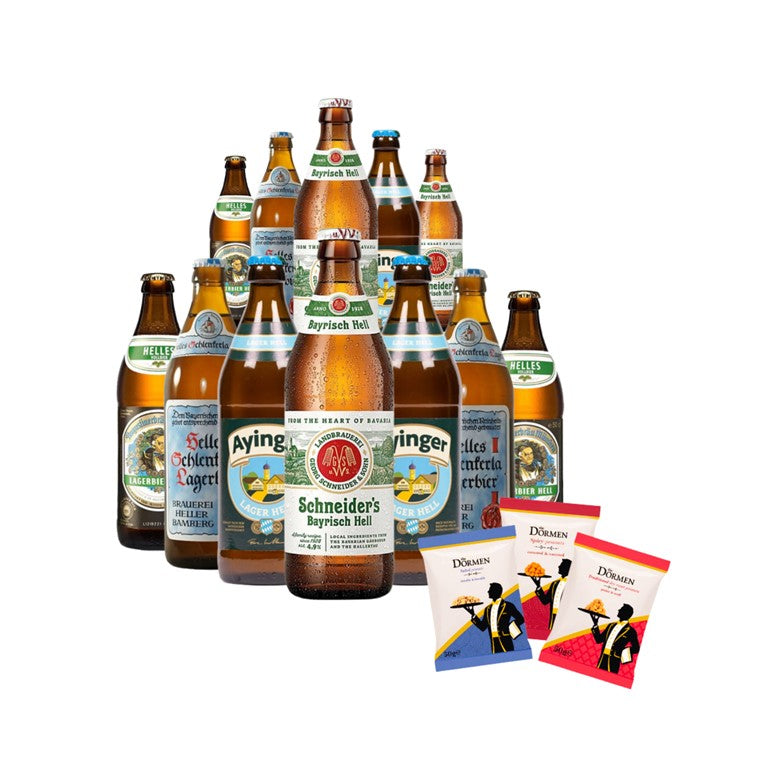 Helles Mixed German Beer case 12 x 500ml Bottles + snack packs ...