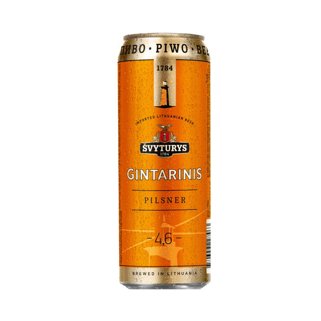 Svyturys Gintarinis Lithuanian Pilsner 4.6% 24 x 568ml cans | Dranken.co.uk